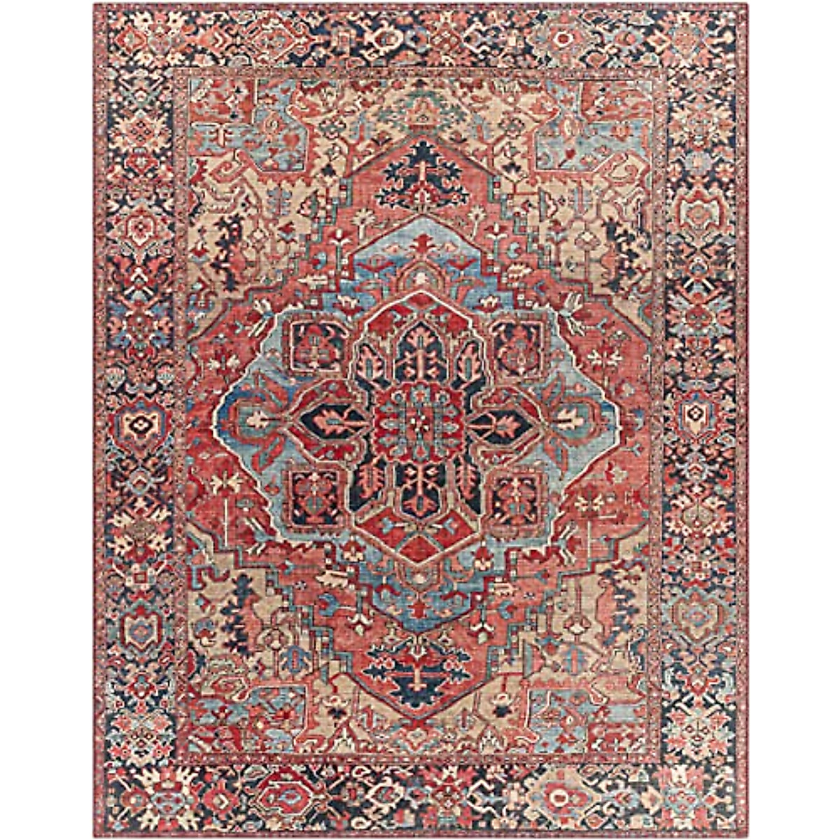 Artistic Weavers Reeta Printed Medallion Area Rug,7'6" x 9'6",Bright Red/Wheat