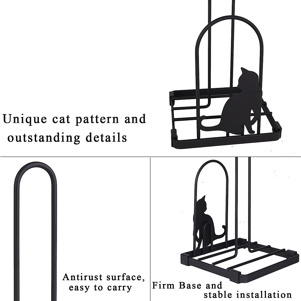 Megier Paper Towel Holder, Kitchen Countertop Paper Tower Stand, Fits Standard Jumbo Roll in Dining Table or Bathroom, Metal Paper Towel Toilet Paper Dispenser with Heavy Duty Base (Black)