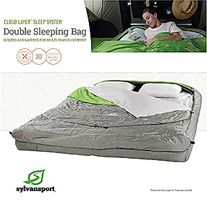 SylvanSport Cloud Layer Sleeping Bag for Adults - Adjustable Layers for 3-4 Season use - Integrated Cotton Sheet