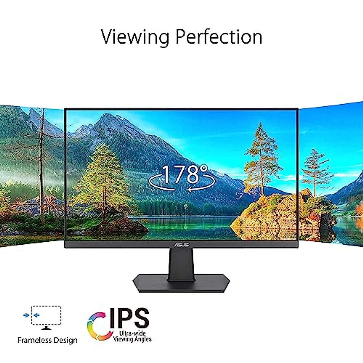 ASUS 27 Inch Monitor - 1080P, IPS, Full HD, Frameless, 100Hz, 1ms, Adaptive-Sync, for Working and Gaming, Low Blue Light, Flicker Free, HDMI, VESA Mountable, Tilt - VA27EHF,Black