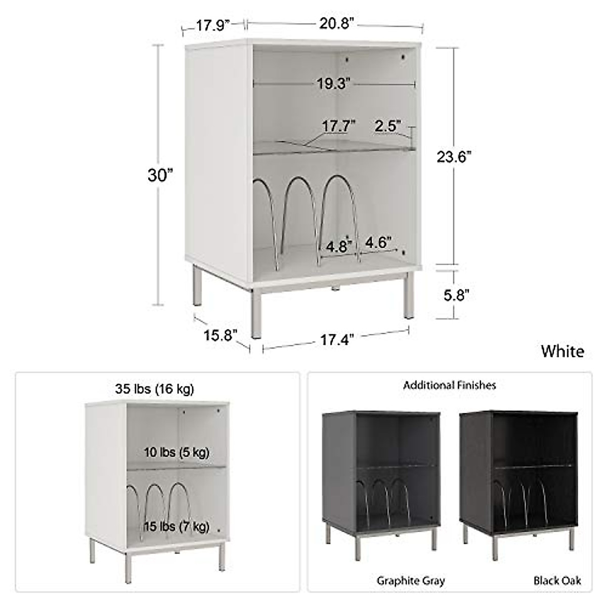 Ameriwood Home Lumina Turntable Stand (White)