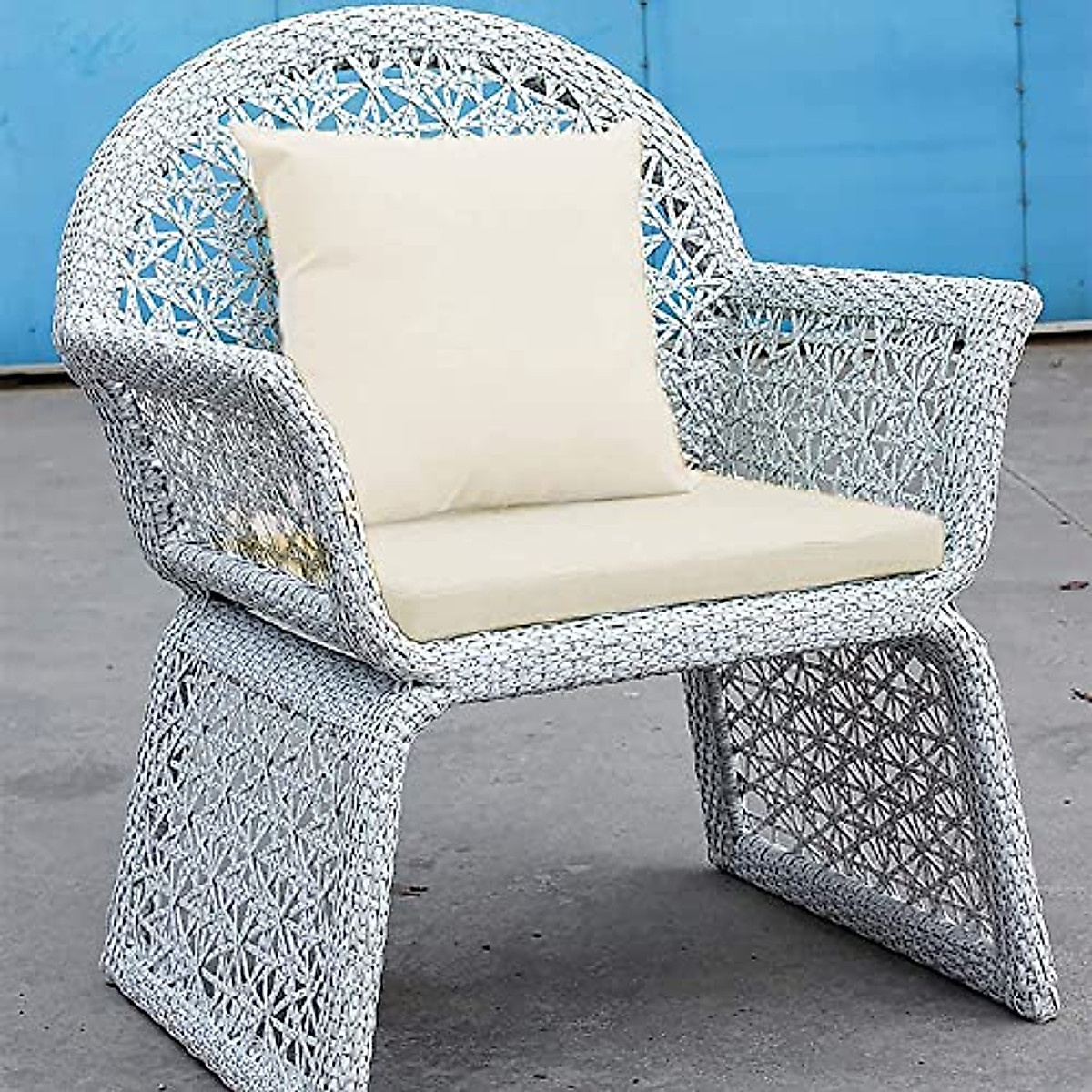 Uheng 4 Pack Patio Outdoor Chair Cushions with Ties, Seat Pads Mat, Waterproof Removable Cover, Comfort Memory Foam Nonslip for Garden Deck Picnic Beach Pool -18" X 18"(Beige)