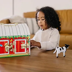 Melissa & Doug Latches Barn Toy - Sensory Activity, Doors And Locks Toy, Farm Animals Learning Toy For Kids Ages 3+