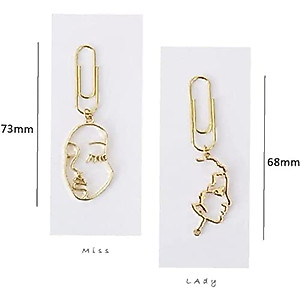 2Pcs Cute Metal Office School Face Paper Clips Bookmark Fine Student Memo Clips Set Stationery Supplies