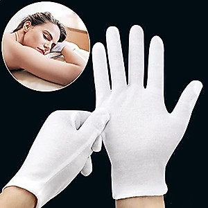 24pcs Unisex Soft White Cotton Gloves for Eczema Gloves for Moisturizing Dry Hands White Cotton Inspection Gloves (Large)