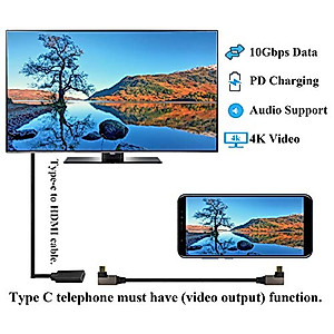 AAOTOKK 90 Degree USB 3.1 Type C Cable Right & Left Angled 3.1 USB Type C Male 4K@60Hz Gen 2 Extension Cable Supports Charging,Data,Audio,Video Cable for Laptop & Tablet & Mobile Phone.(0.3M/1Ft)