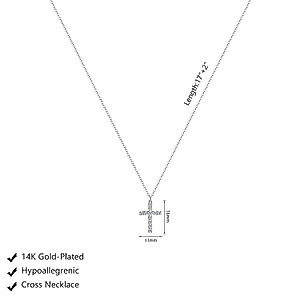 Zeffy CZ Cross Necklace for Women 18k Silver Plated Tiny Cross Pendant Necklace for Women Simple Layered Cross Necklaces for Women