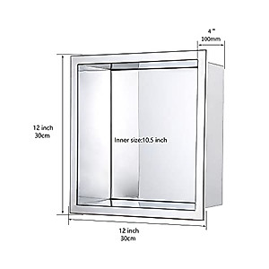 12“ X 12” DecoMust Stainless Steel Shower Niche Shelf Easy to Install, Perfect for Shampoo and Soap Storage