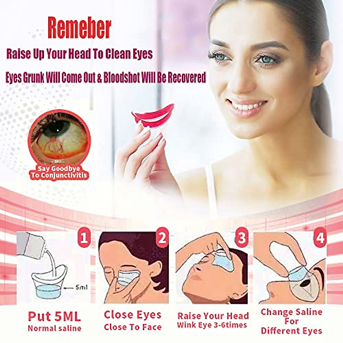 Eye Wash Cup，Eye Wash Bath Kit – 2pcs Silicone Eye Care Tired Eyestrain Makeup Dust Effective Eye Cleaner Treatment with Storage Container