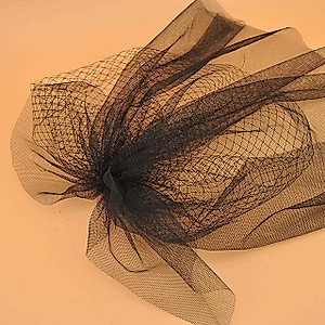 CHIC DIARY Bridal Veils for Halloween Women Birdcage Mesh Face Veil with Hair Clip for Bride Tea Cocktail Party Wedding (Black)