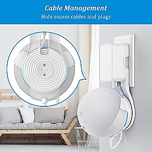 PlusAcc Wall Mount for Echo Dot 5th Generation - Outlet Alexa Echo Dot 5 Wall Holder Stand Hanger, No Drilling Required, Space-Saving Echo Dot 5th Gen Accessories Built-in Cable Management (White)