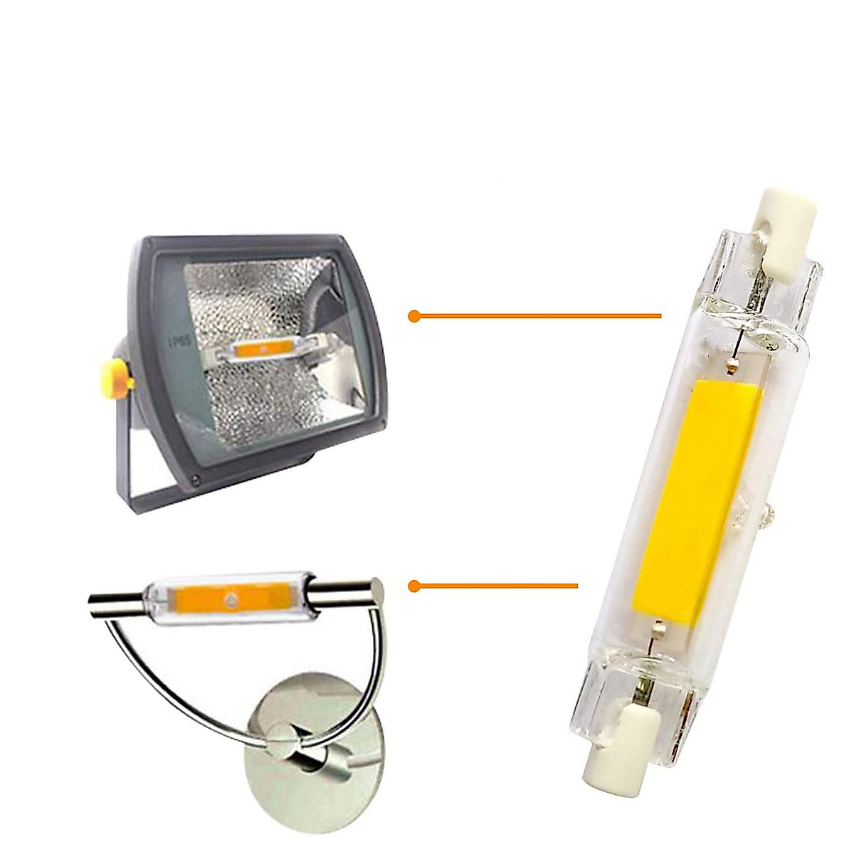 Qixivcom 2 Packs 78mm 10W R7S LED Bulbs LED COB Light 100W Halogen Equivalent J Type T3 120V R7S Dimmable Daylight White 6500K Double Ended R7S LED J78 Flood Light Landscape Lights Lamp Work Lighting