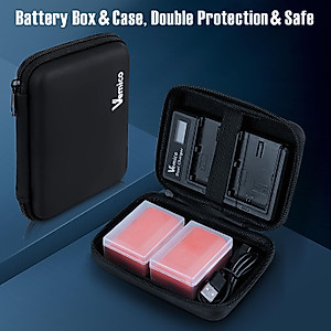 Vemico LP-E6 LP-E6N Battery Charger Set 2 x 2100mAh Replacement Batteries Dual Slots LCD Type-C Cable Charger for EOS 5D Mark IV/5D Mark III/5DS R/5D Mark II/6D/7D Mark II/7D/80D/70D/60D/60Da