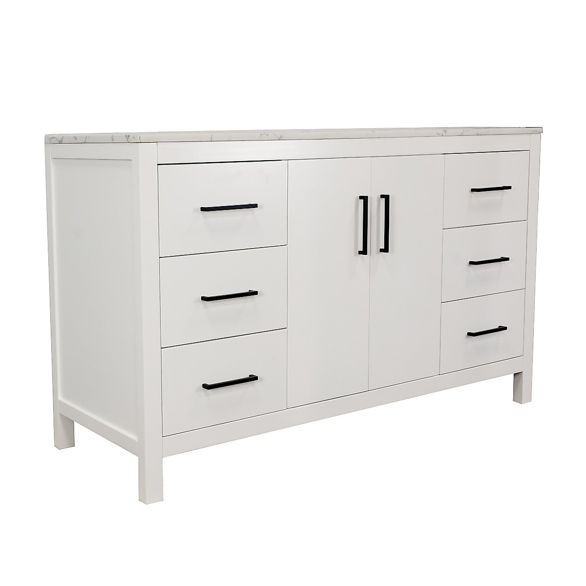 Kitchen Bath Collection Copenhagen 60-inch Single Bathroom Vanity (Engineered Marble/White): Includes White Cabinet with Engineered Marble Countertop and White Ceramic Sink