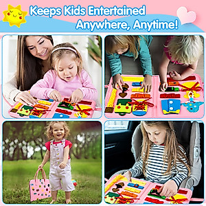 GIFTINBOX Toddler Busy Board Montessori Toys Basic Skills Board for Toddlers Learning Dress, Educational Learning Toys, Bag Designed Enlighten Toy for Infants, Boys and Girls 3 4 5 Year Old-A