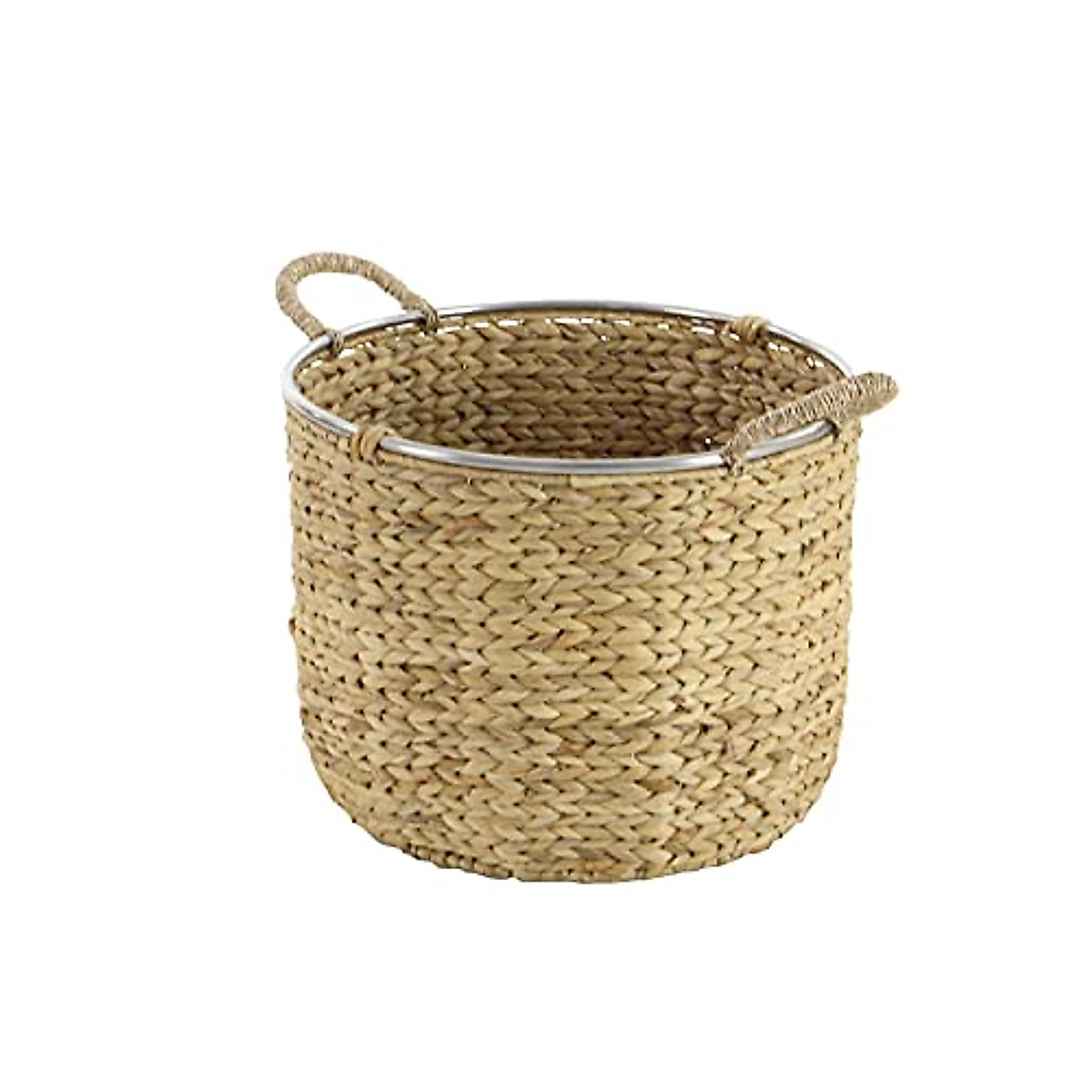 Deco 79 Seagrass Handmade Storage Basket with Handles, Set of 2 12", 16"W, Light Brown