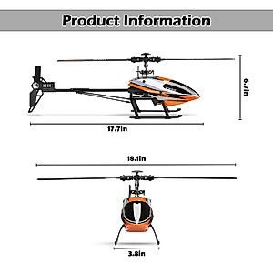 WLtoys V950 Remote Control Helicopter, 6 Channel Brushless RC Helicopters with 3D/6G Mode, 2.4GHz RC Aircraft RTY for Kids, Adults, Beginners, Flybarless