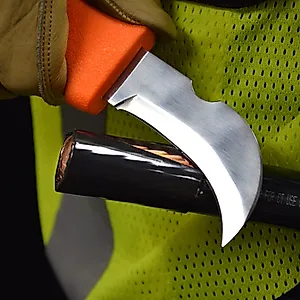 Jameson 32-70-O-2PK Hawkbill Cable Splicer Skinning Knife with Orange Handle 2-Pack