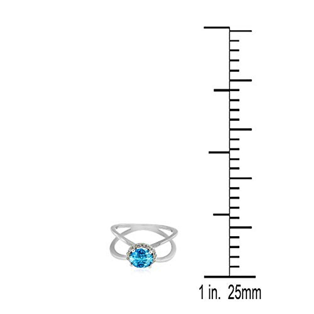 AoneJewelry 0.85 Carat 6MM Round Blue Topaz And Diamond Ring In 10K Solid Rose, White & Yellow Gold, Best Valentinesday Gift