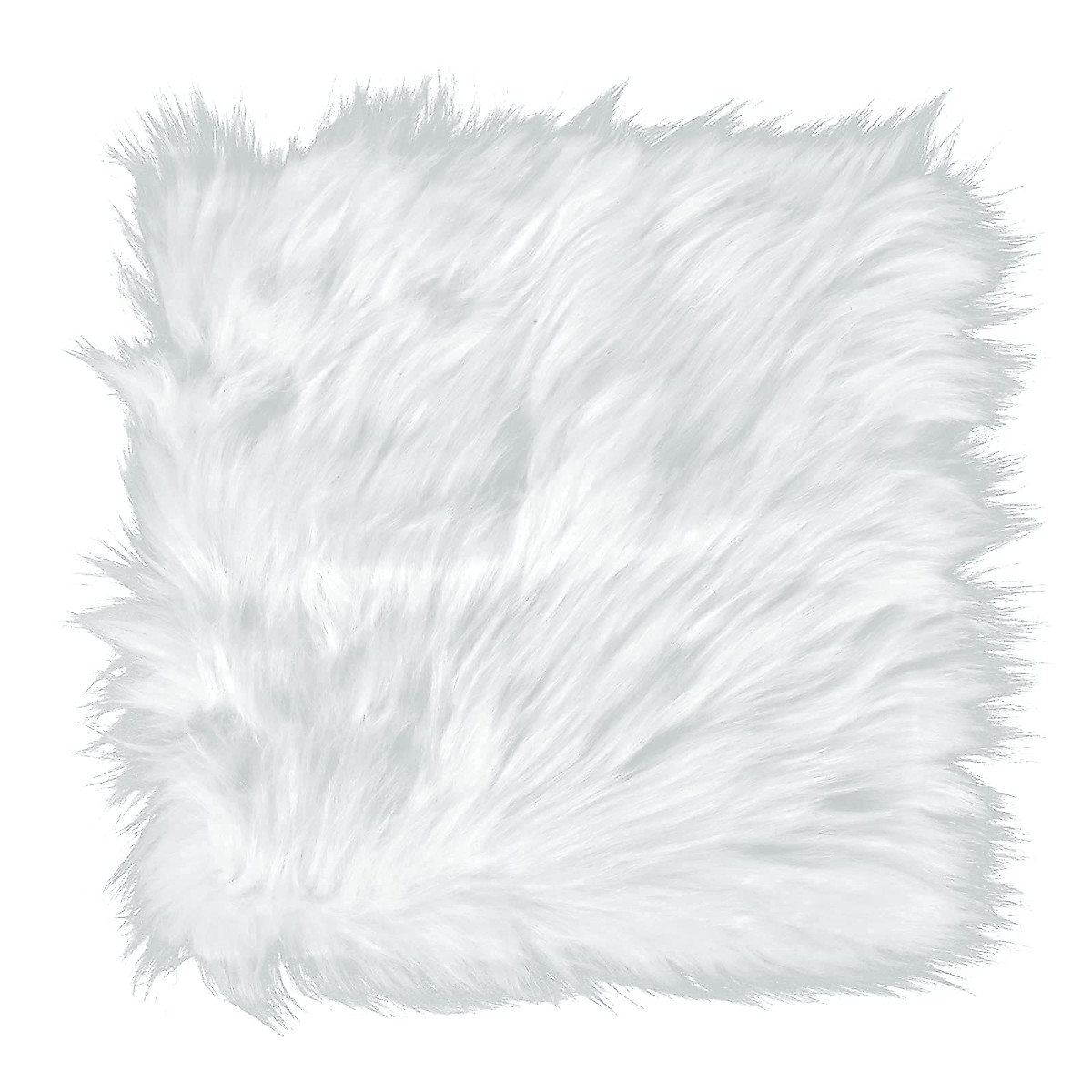 Molain Faux Fur Chair Pad Faux Fur Rugs 12 inch Square Cover Seat Fuzzy Cushion Carpet Mat Soft Fluffy Area Rug Couch for Living Bedroom Sofa, Photographing Background (White)
