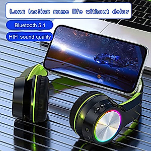 Bluetooth Headphones Noise Canceling Wireless Light Bluetooth Headset Foldable Lightweight Over Ear Earphones Built-in Mic HiFi Stereo Deep Bass Headphones with Memory Foam Ear Cups