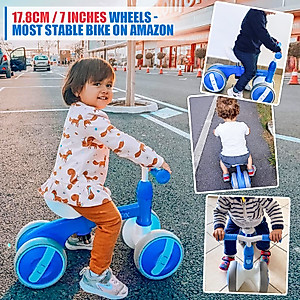 Peradix Baby Balance Bikes Adjustable Bicycle | Riding Toys for 10 Months Old Toddlers Children Boys Girls | No Pedal Silent Wheels Bicycle | Best First Birthday Gift