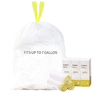 Trash Bags 4 Gallon Drawstring Bathroom 5 Gallon Garbage Bags Small White Ultra Strong Trash Bin Liners 5-7 Gallon for Bathroom Kitchens Office (5-7 GAL 90 Count)