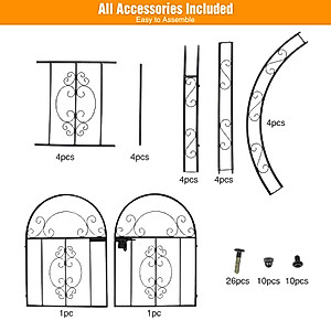 Stonehomy 84in High Metal Garden Arbor with Gate, Heavy Duty Wide Garden Arch, Metal Arch Trellis with Gate for Climbing Plant, Wedding, Outdoor Patio Décor, Black(84"x52.4"x19")