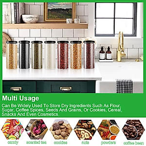 LISHINE 8 Pack 32 oz Plastic Jars with Lids Clear Airtight Food Storage Jars with Lids Reusable Round Empty Plastic Cylinder Container with Black Lids for Kitchen Food & Home Storage of Cookie