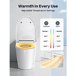 Smart Toilet with Built-in Tank & Bidet Auto Open/Close Foot Sensor Flush Dryer Heated Seat Soft Close Elongated One-Piece Design (ZY695A)