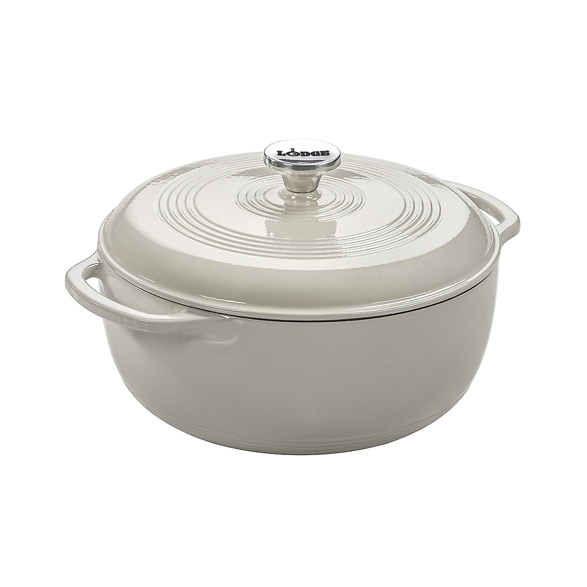 Lodge EC6D13 Enameled Cast Iron Dutch Oven, 6-Quart, Oyster White and Enameled Cast Iron & Ceramic Stoneware Care Kit