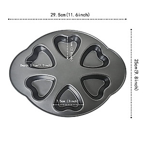 Non-stick mini heart shaped 6 cup muffin pan, black, muffin pan, cupcake pan, carbon steel, for birthday, wedding, party, date and other occasions