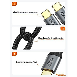 CableCreation Short USB C to USB C Cable, Type C Fast Charging USB C Cable 0.8FT, Double-Braided Exterior Compatible with Galaxy S22 Ultra S22 S21 S20 Note 20, MacBook, iPad Mini 6, iPad Pro 2020