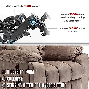 Cobplns 27in Extra Wide Recliner Chair-Living Room Chair，Ultimate Comfortable Goose Down Massage Chair, 400 lbs of Weight-Bearing Power Lift Recliners for Elderly（Light Brown）