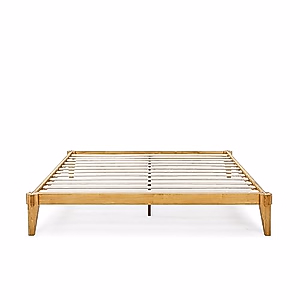 Bme Chalipa 14” King Bed Frame - Solid Wood Platform Bed - Japanese Joinery Bed Frame - Wood Slat Support - No Box Spring Needed - Easy Assembly - Minimalist & Modern Style, Golden Natural