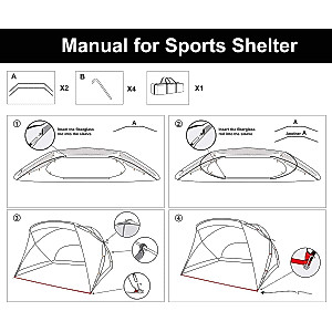 ALPHA CAMP 3 Person Sports/Beach Shelter Easy Up Sun Shade - 9’ x 6’ Blue