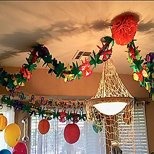 BUSOHA 2Pack Tissue Flower Garland - 12 Feet Long Tropical Multicolored Paper Flower Garland Banner for Hawaiian Luau Summer Tiki Bar Tropical Birthday Baby Shower Wedding Party Decorations Supplies