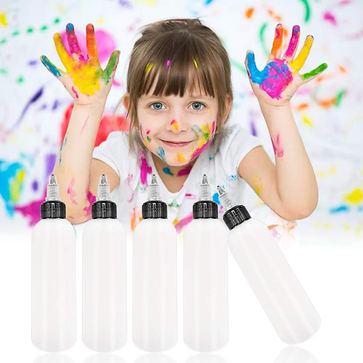 20 Pcs Plastic Squeeze Bottles,4oz/120ml Dispensing Bottles,Boston Round LDPE Bottles with Twist Top Cap,Condiment Squeeze Bottles for Crafts,Kitchen,Household