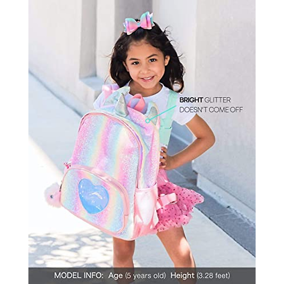 mibasies Kids Unicorn Backpack with Lunch Box for Girls Rainbow School Bag