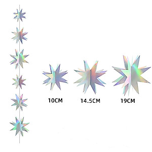 3D Iridescent Star Garlands Streamer Decoration Hanging Twinkle Little Star Party Streamer Banner for Kids First Birthday Birthday Wedding Baby Bridal Shower Wedding Decor
