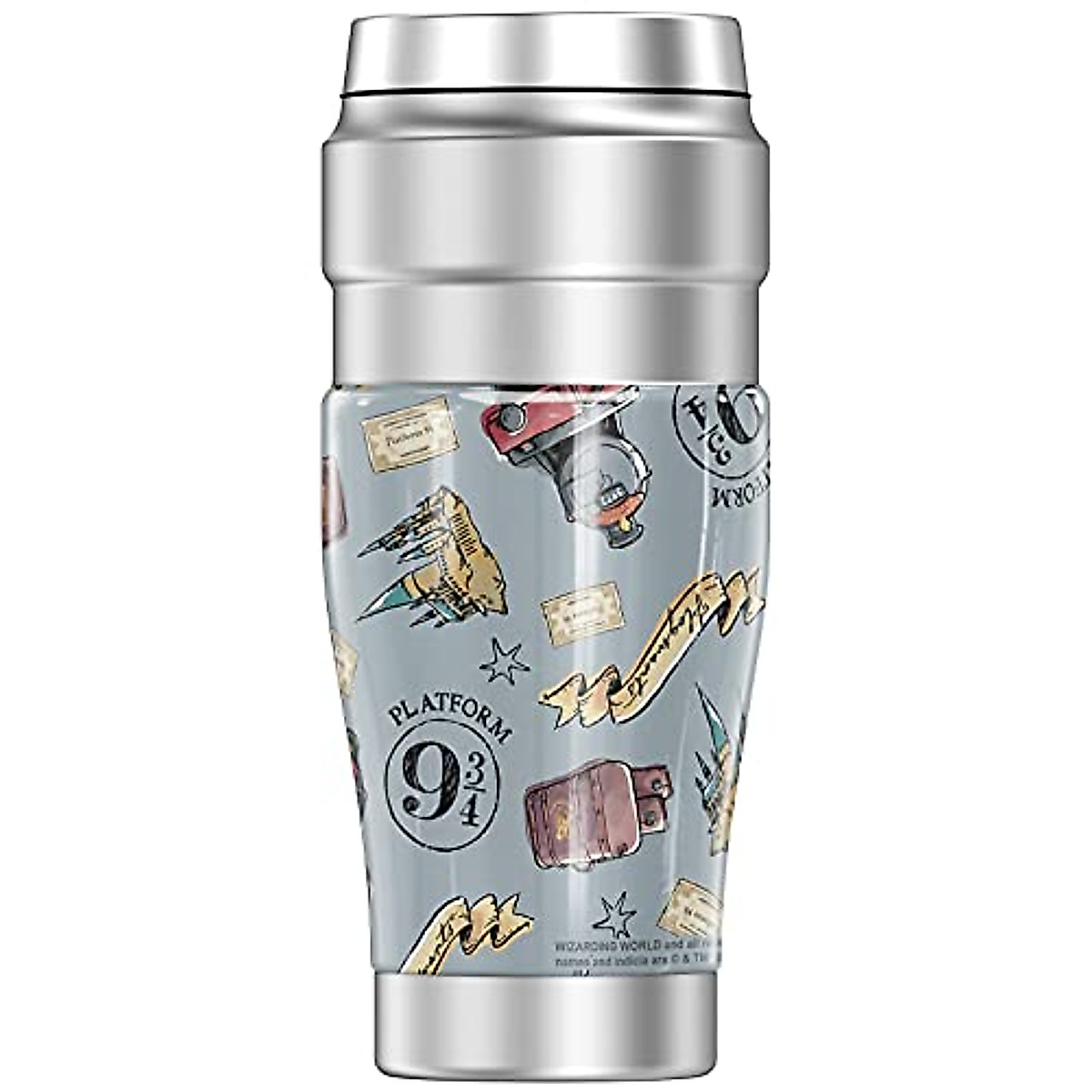 THERMOS Harry Potter Watercolor Hogwarts Express Pattern STAINLESS KING Stainless Steel Travel Tumbler, Vacuum insulated & Double Wall, 16oz