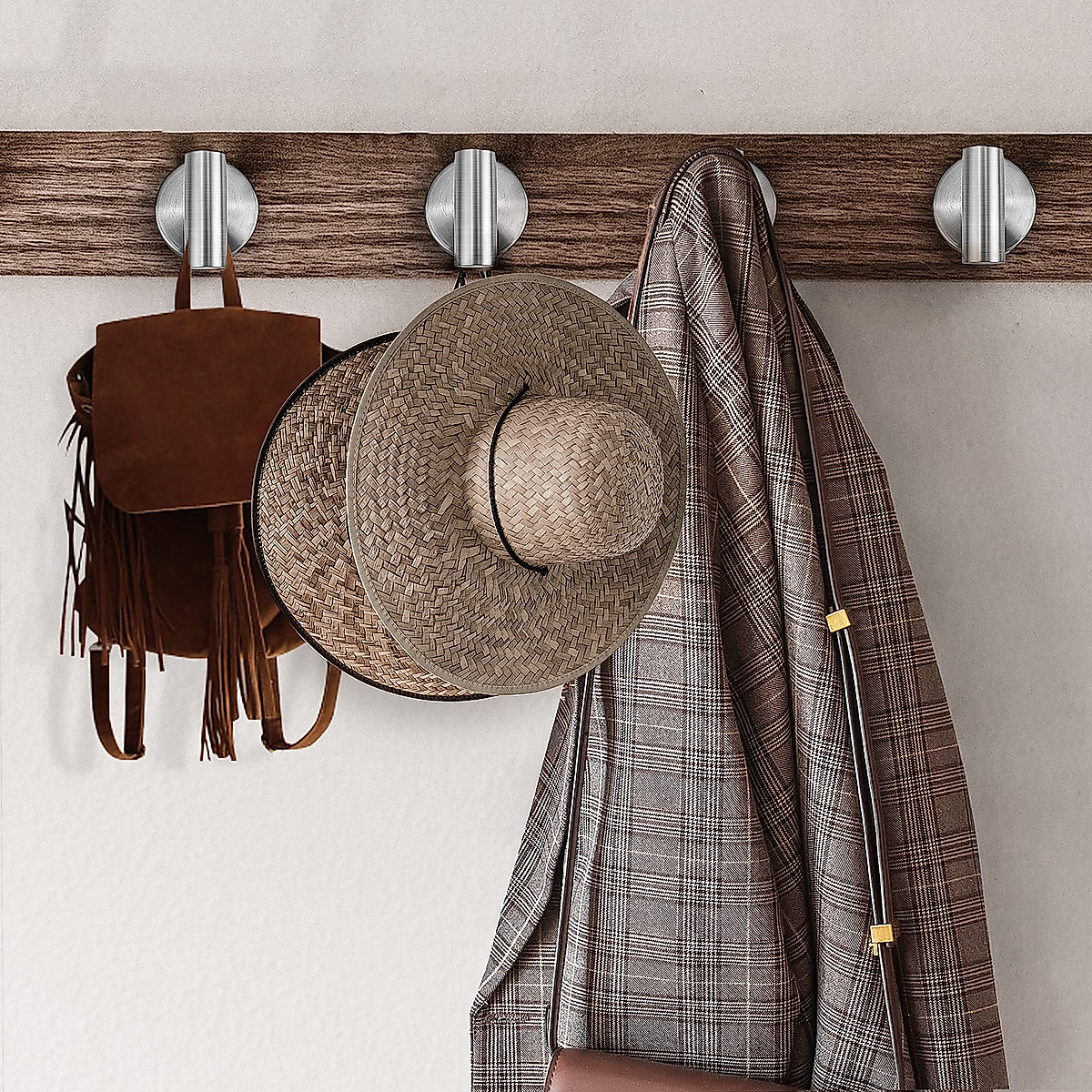 Ravinte Towel Hooks 2 Pack Brushed Nickel Bathroom Towel Hooks Wall Towel Hooks SUS 304 Stainless Steel Silver Coat Robe Clothes Hook Holder Towel Hooks for Bathroom Wall Mounted