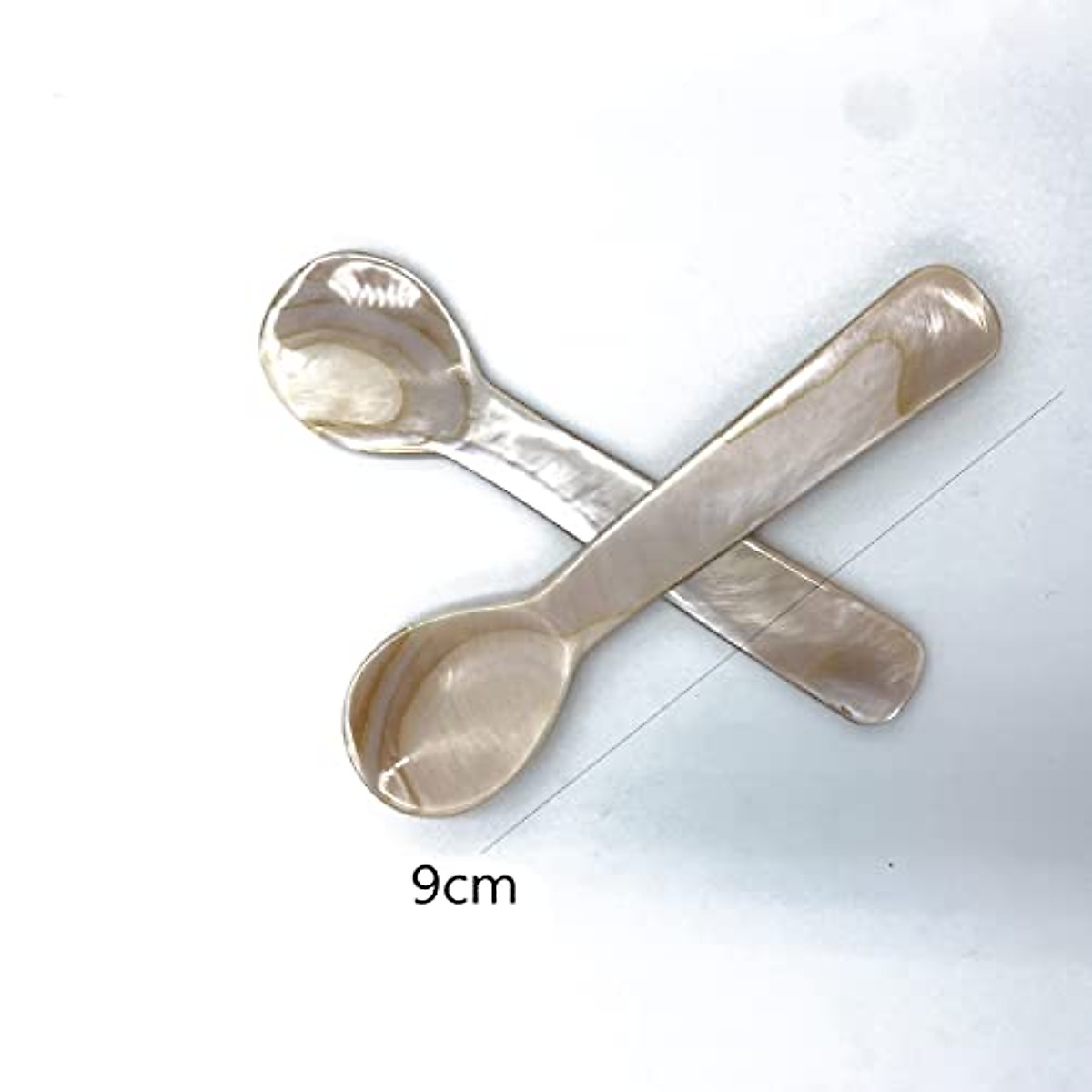 EvaGO Handmade Caviar Spoons Mother of Pearl MOP Caviar Spoon W Round Handle 3.55 inch, 2 pack