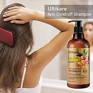 Ultikare Ginger Shampoo for Dandruff Hair, Anti-Dandruff Treatment - Itchy Dry Scalp Care Shampoo Ginger Extract Oil Strengthen Hair Formula, for Men and Women