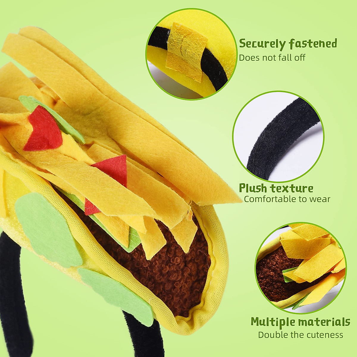 Uderwarb Taco Headband Food Hat for Cinco De Mayo Fiesta Halloween Party Costume