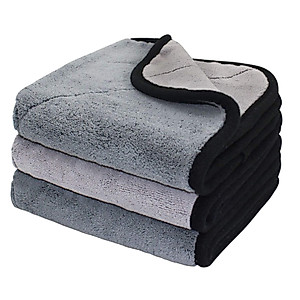 SCRUBIT 3 Pack Microfiber Cleaning Towels for Cars by Scrub it- Super Absorbent Plush Towel Quick car Drying, Non-Scratch, Double Layer wash Cloth to Clean and Shine Your Vehicle