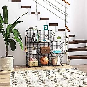 C&AHOME Wire Cube Storage, 8-Cube Organizer Metal C Grids Storage, Storage Bins Shelving, Modular Book Shelf, DIY Closet Cabinet Ideal for Living Room, Home, Office 24.8" L x 12.4" W x 48.4" H Black