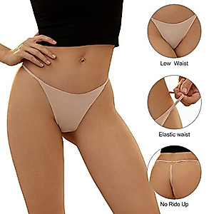 DEANGELMON G-string Thongs Women Underwear Thong Seamless Panties Stretch T-back Tangas Low Rise Microfiber Pack (5P6,M)