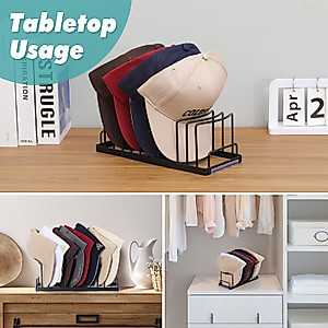 Hat Organizer,Metal Baseball Cap Hat Rack For Wall, Baseball Cap Display And Storage Rack Hat Rack， Tabletop Hat Racks For Baseball Caps For Bedroom, Closet, Dresser, Entrance (Black-2Pack)