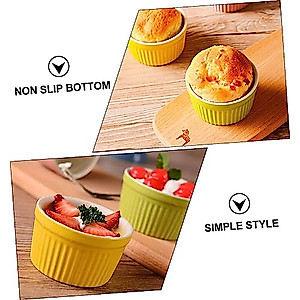 Balacoo 6 Pcs ceramic baking cup creme brulee ramekins porcelain ramekins Porcelain Dishes Oven Safe Round oven bowl Small Baking Bowl mini oven Kitchen Bowl breakfast bakeware ceramics